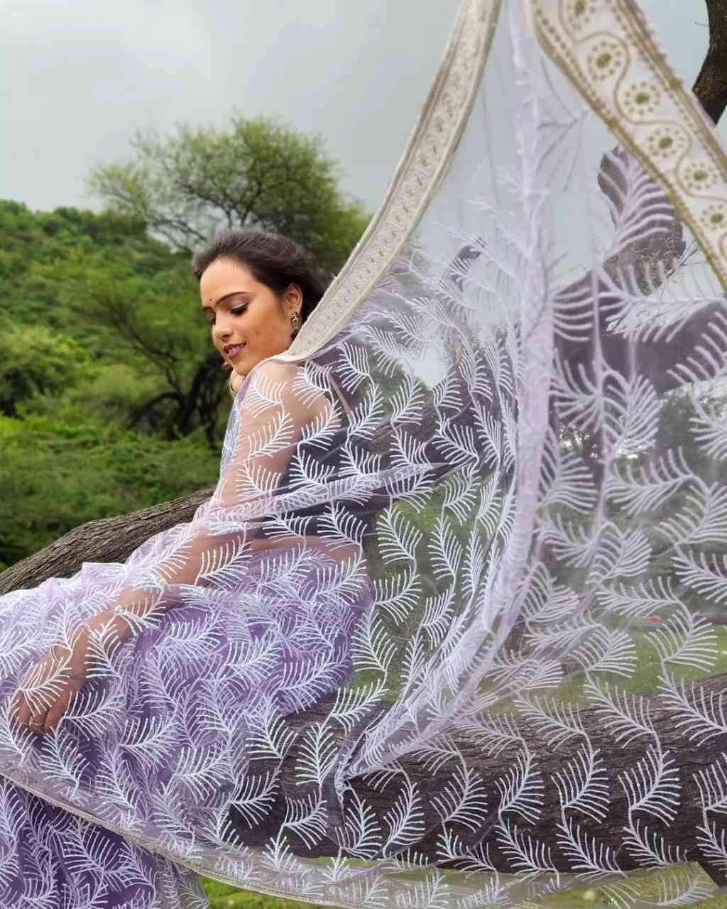 New Designer Thread Work Saree - So Unique And Beautiful Saree